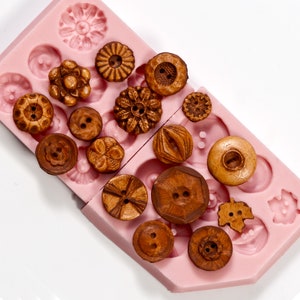 Button Mold Set of Two Silicone Molds - Create Fondant Vintage Buttons ...
