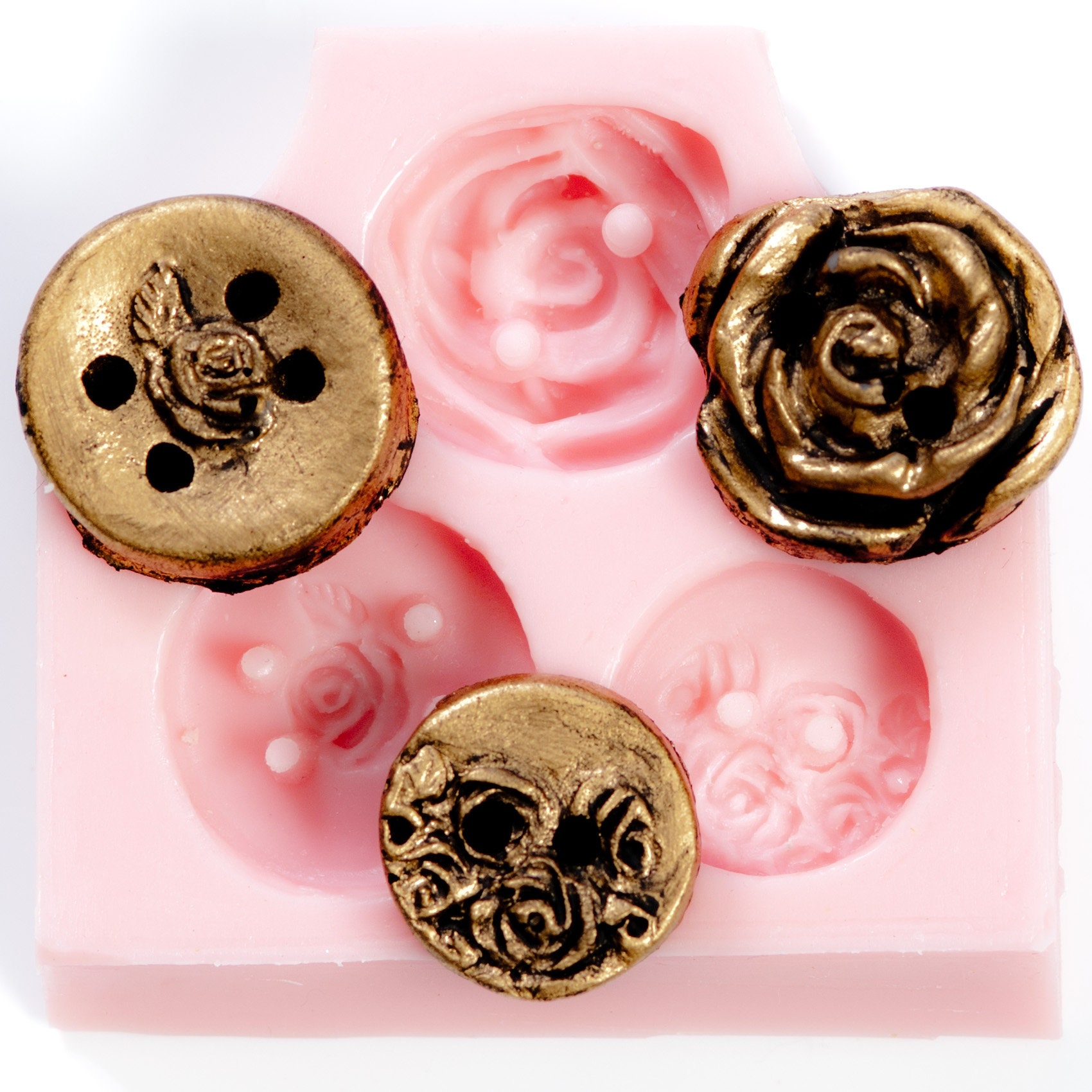 Rose Button Mold - Makes 3 Original Buttons - Resin Mold - Casting Mold ...