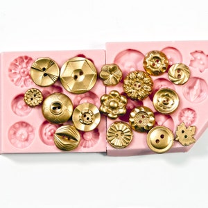 Button Mold Set of Two Silicone Molds - Create Fondant Vintage Buttons ...