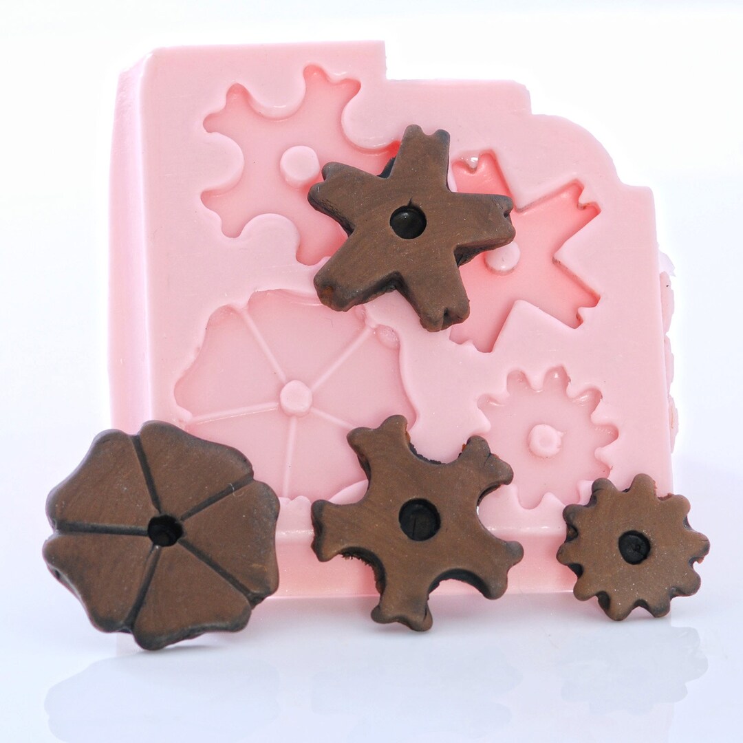Button Mould DIY Steampunk Gothic Gear Buttons Flexible Food Safe ...