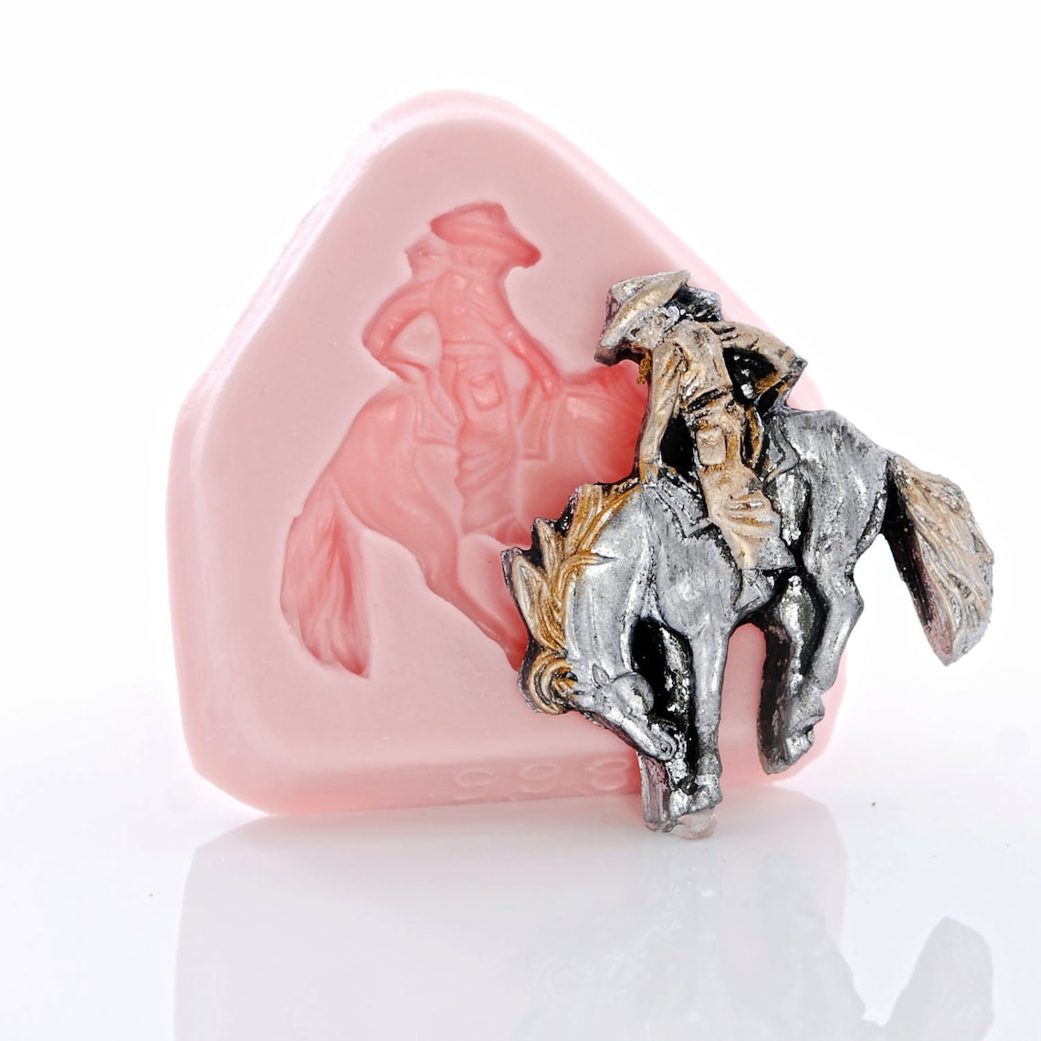 Mold Flexible Silicone - Western Cowboy Bronc Rider and Horse Mold ...
