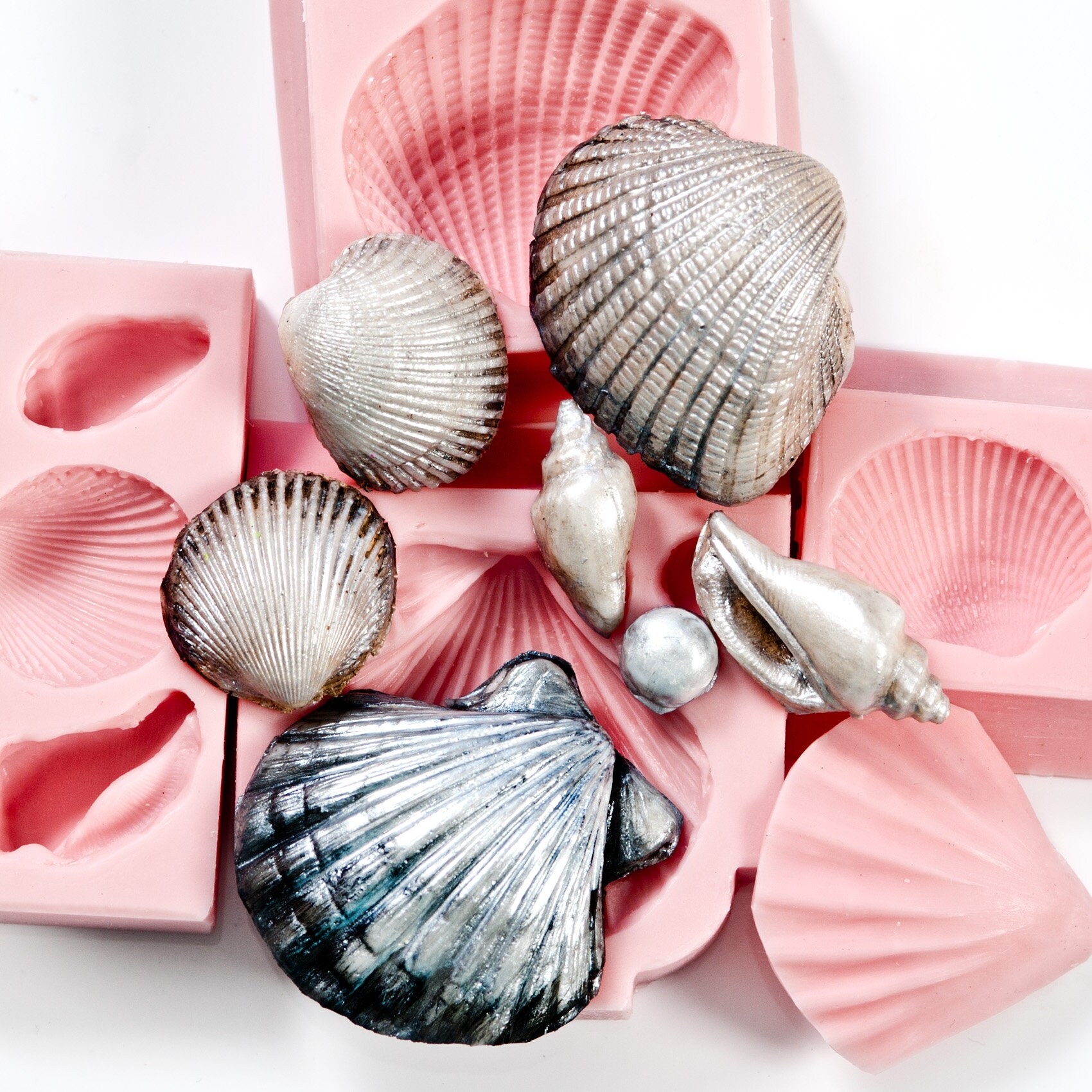 Sea Shell Mold Set - Four Silicone Molds - Fondant Sea Shell Molds ...