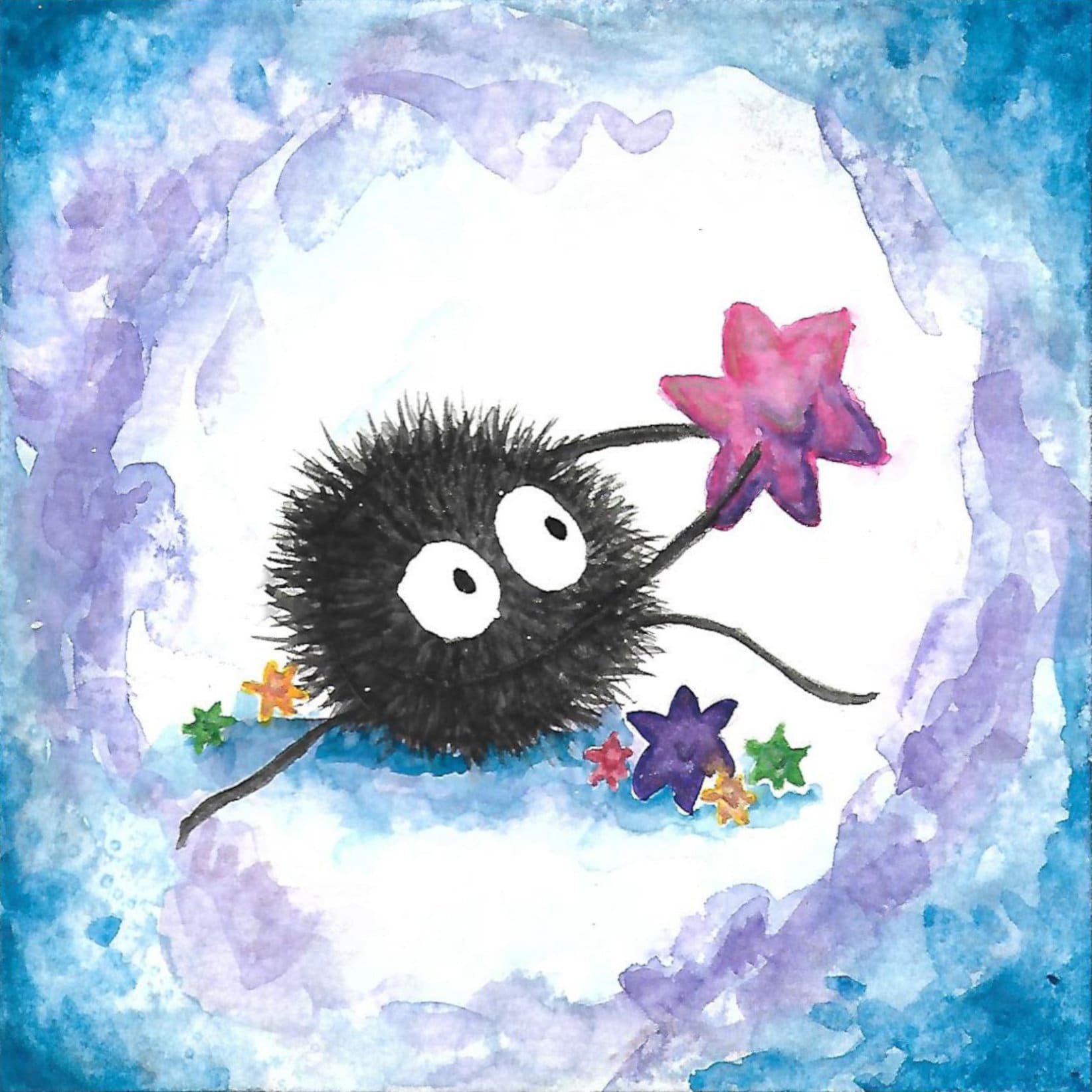 Soot Sprite Watercolor Print - Etsy