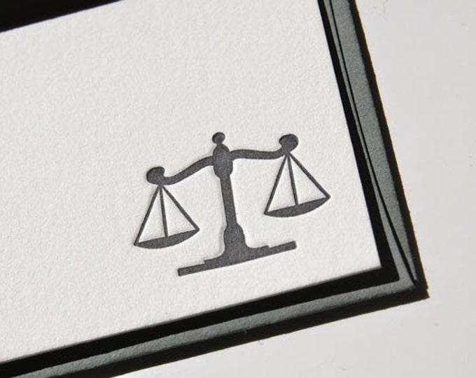 Lawyer Scales of Justice Legal Letterpress Notecards (set of 6) - Etsy