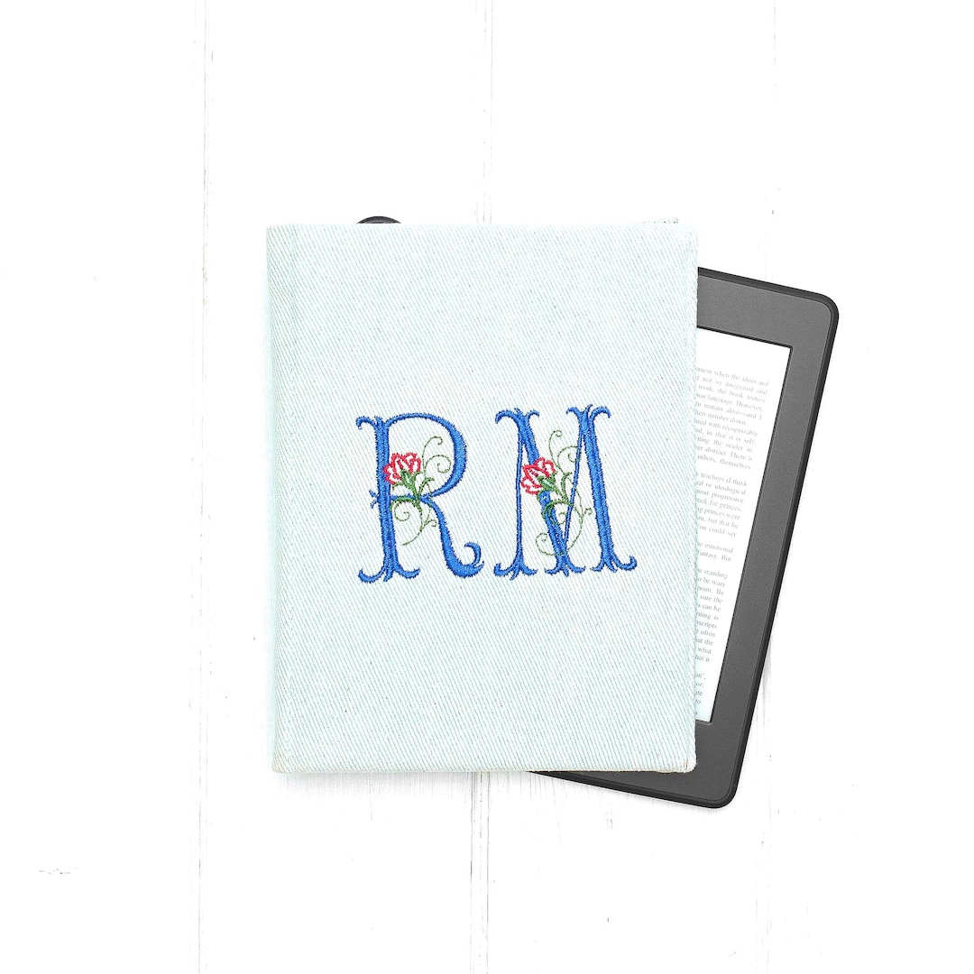 Personalized Denim Kindle Case – Embroidered Initials, Custom Book ...