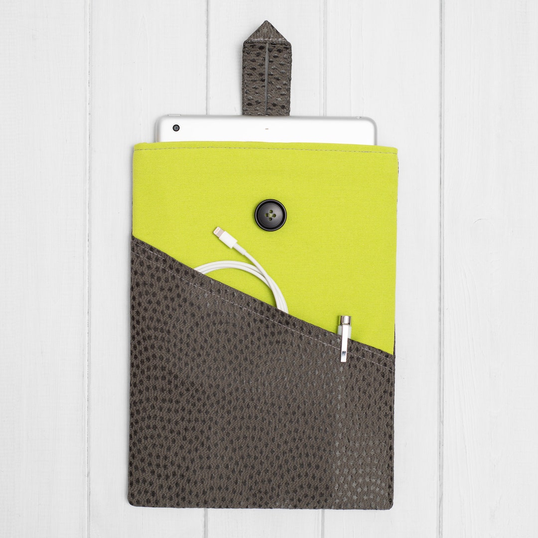 Handmade Fabric Tablet Sleeve: Green Galaxy Tab Case With Pocket - Etsy