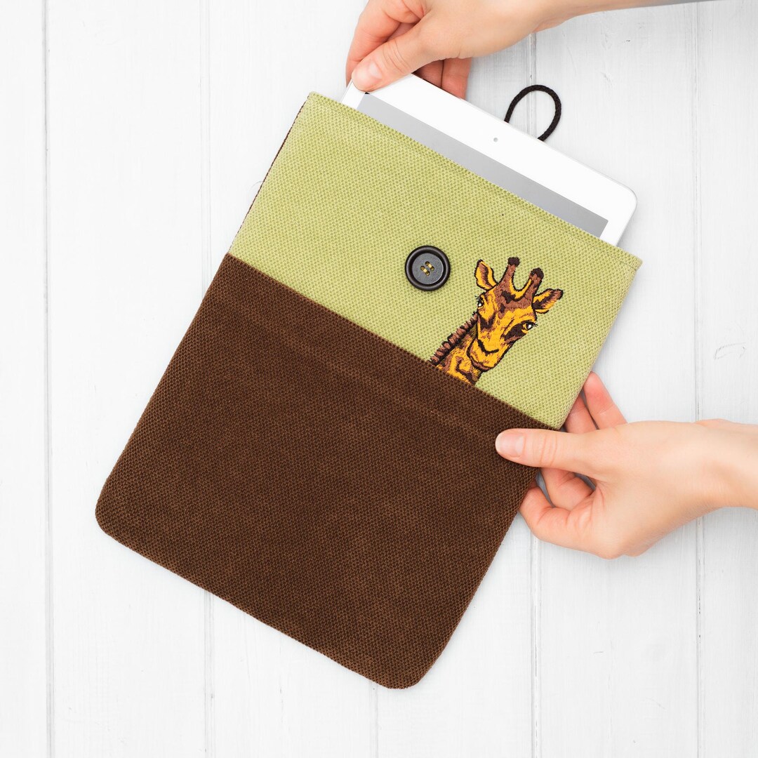 Giraffe Tab Sleeve: Green & Brown Fabric Samsung Galaxy Tab Cover With ...