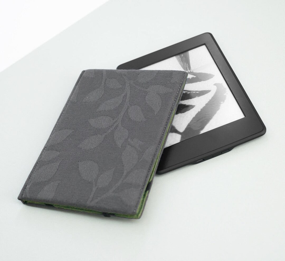 Grey Fabric Kindle Case With Leaf Design - Etsy UK