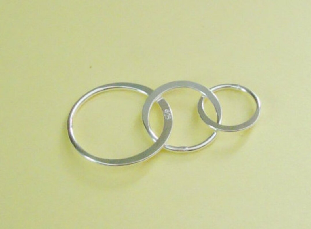 13 Pieces, Triple Half Flat Circle Link, Sterling Silver .925, 27mm X ...