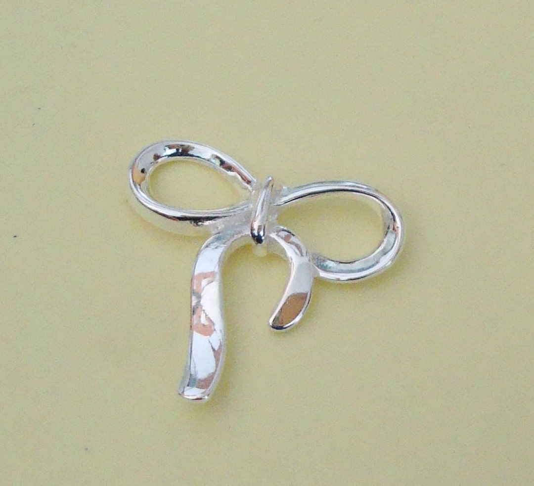 1 Piece, Bow Charm Connector, Sterling Silver .925, 20mm X 19mm ...