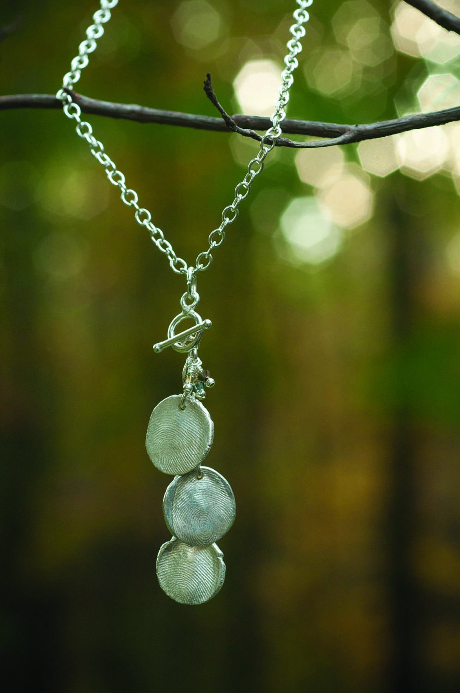 Sandy 18" Sterling Silver Necklace With 1-9 Fingerprint Charms - Etsy