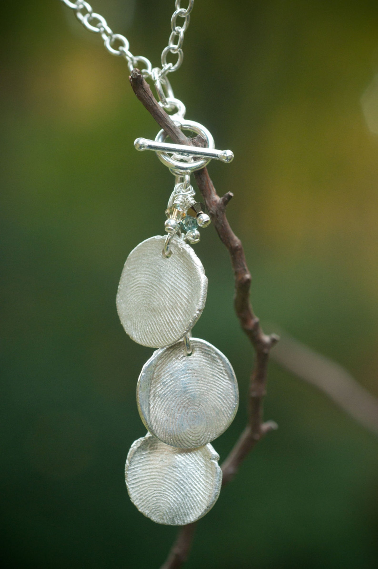 Sandy 18" Sterling Silver Necklace With 1-9 Fingerprint Charms - Etsy