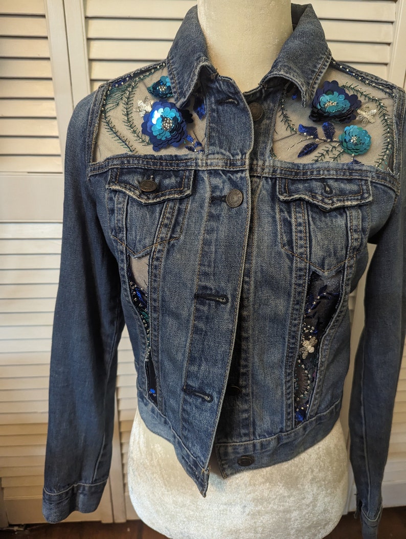 Upcycled Denim Jacket - Xsmall - Sheer Panels - Etsy