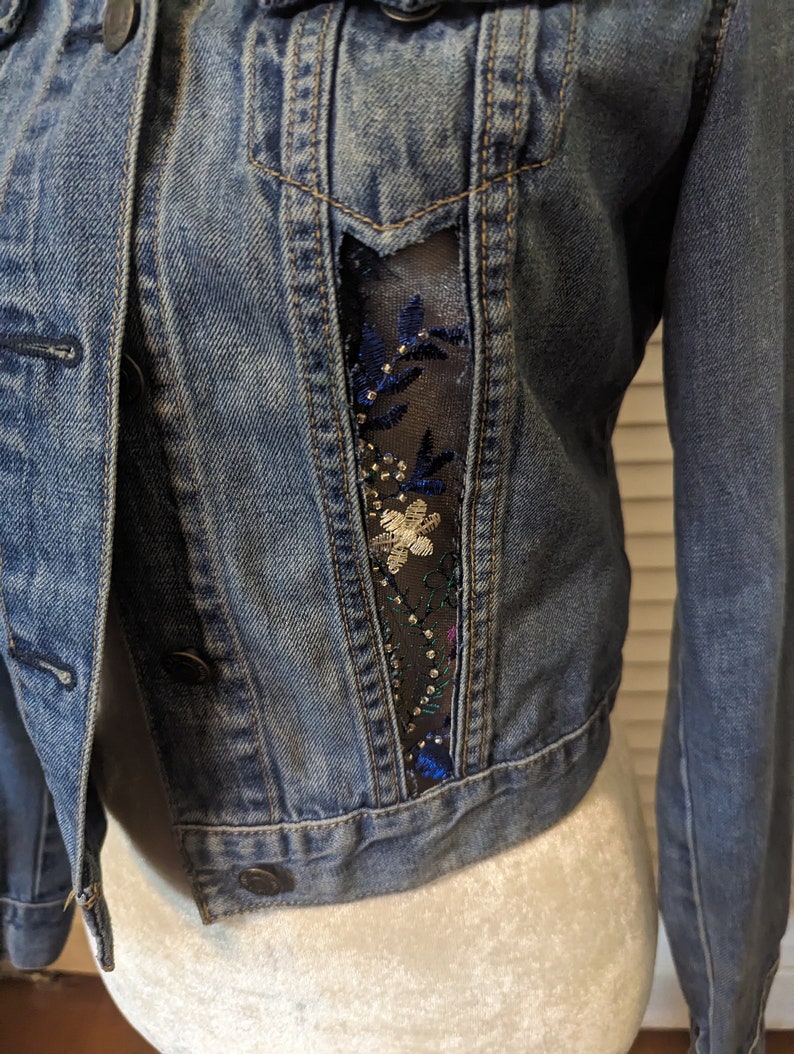 Upcycled Denim Jacket - Xsmall - Sheer Panels - Etsy