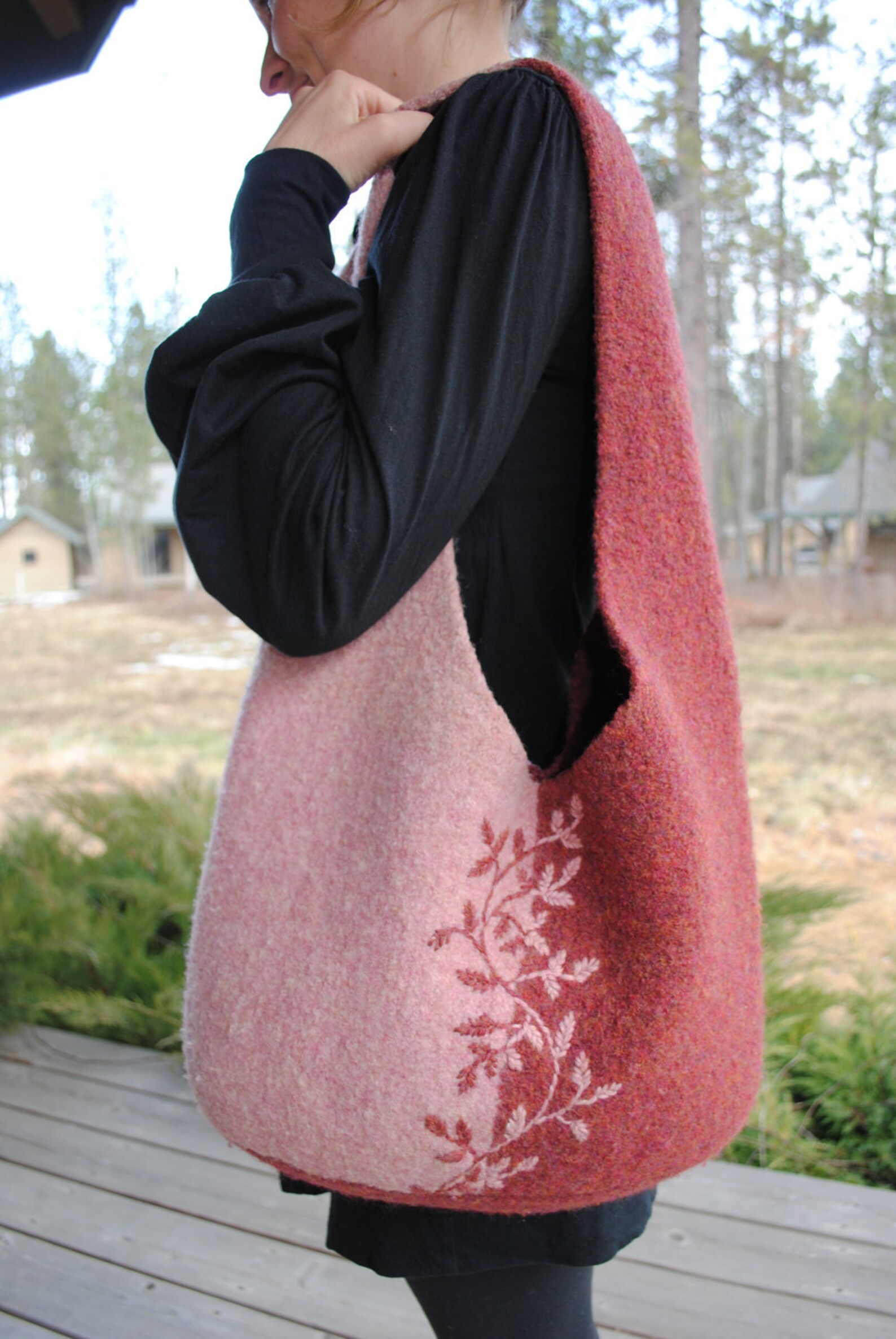 Knit Wool Felted Shoulder Bag Felted Wool Purse Felted Wool - Etsy