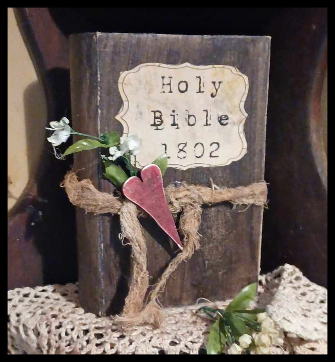 Handmade Pantry Distressed VERY Primitive Rustic Farmhouse Book HOLY ...