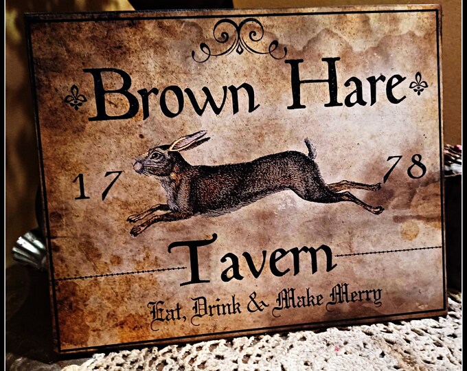 Primitive Farmhouse Colonial Vintage Rabbit Bunny the Brown Hare Tavern ...