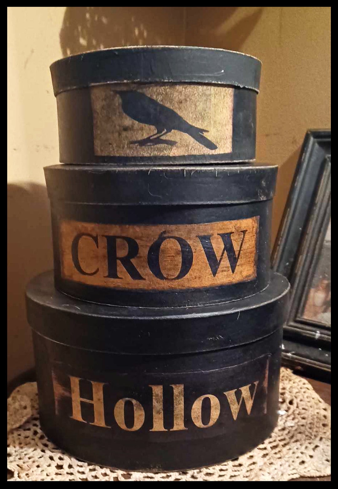 Handmade Pantry Black Distressed Primitive Set of 3 Large Canister ...