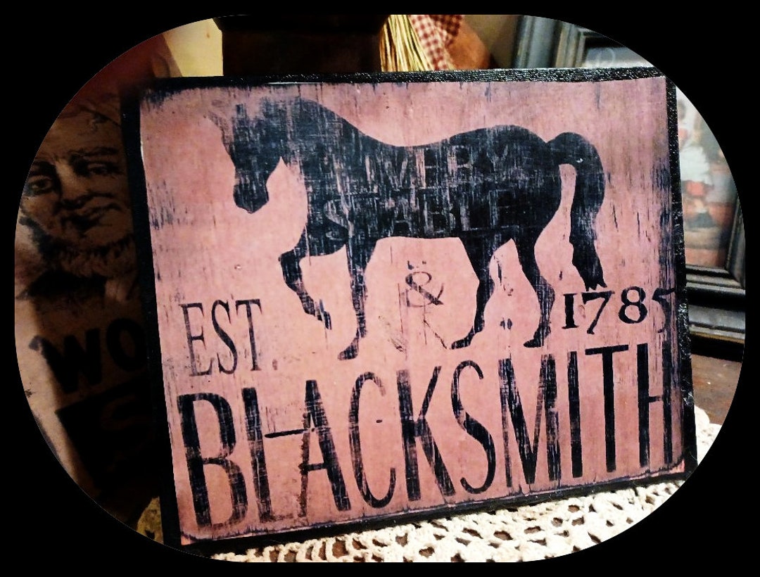 Primitive Vintage Colonial; Distressed S Horse Blacksmith Livery Stable ...