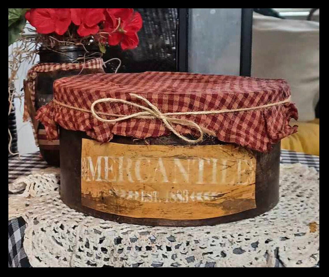 Handmade Pantry Hand Distressed Primitive Canister Box Homespun Lid ...