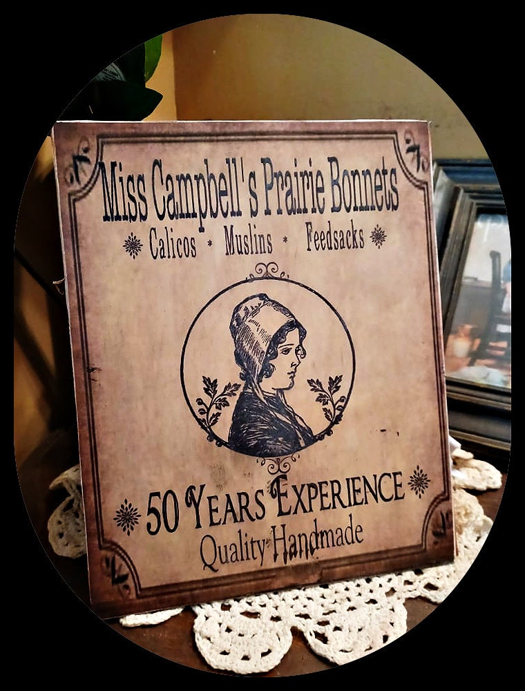 Primitive Colonial Vintage Distressed Prairie Bonnets Muslin Calico ...