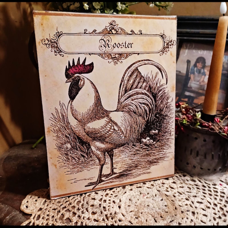 Primitive Rooster - Etsy