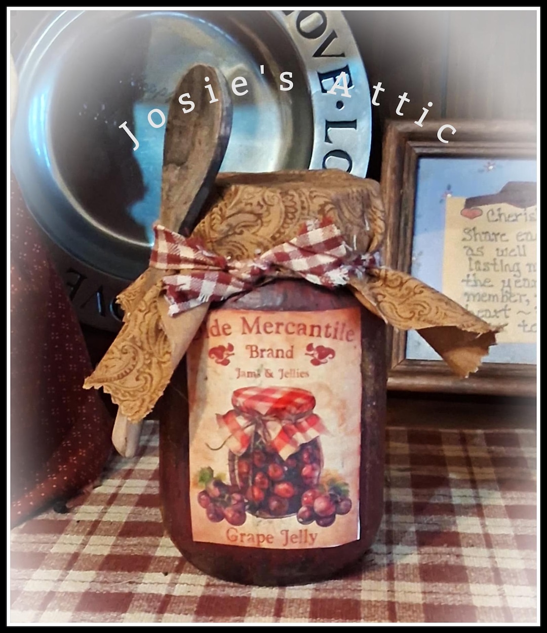 Handmade Pantry Primitive Rustic Farmhouse Grungy Distressed Pint Mason ...