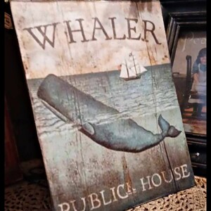 Primitive Vintage Colonial Weathered Distressed WHALE Public House ...