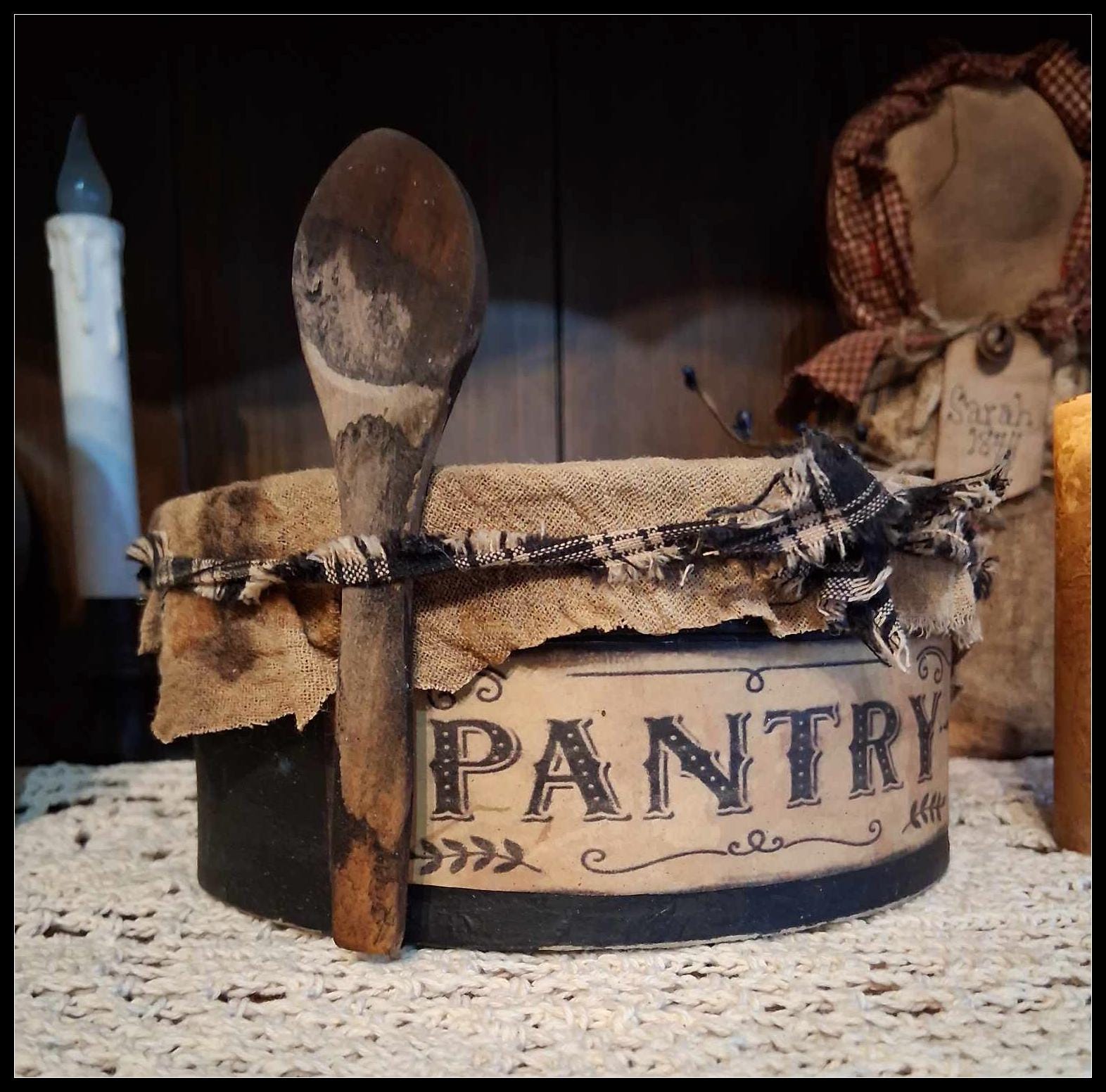 Handmade Primitive Country Pantry Hand Distressed Primitive Canister ...