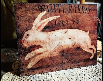 Primitive Farmhouse Vintage Rabbit Bunny the Hare 1834 Spring Picture ...