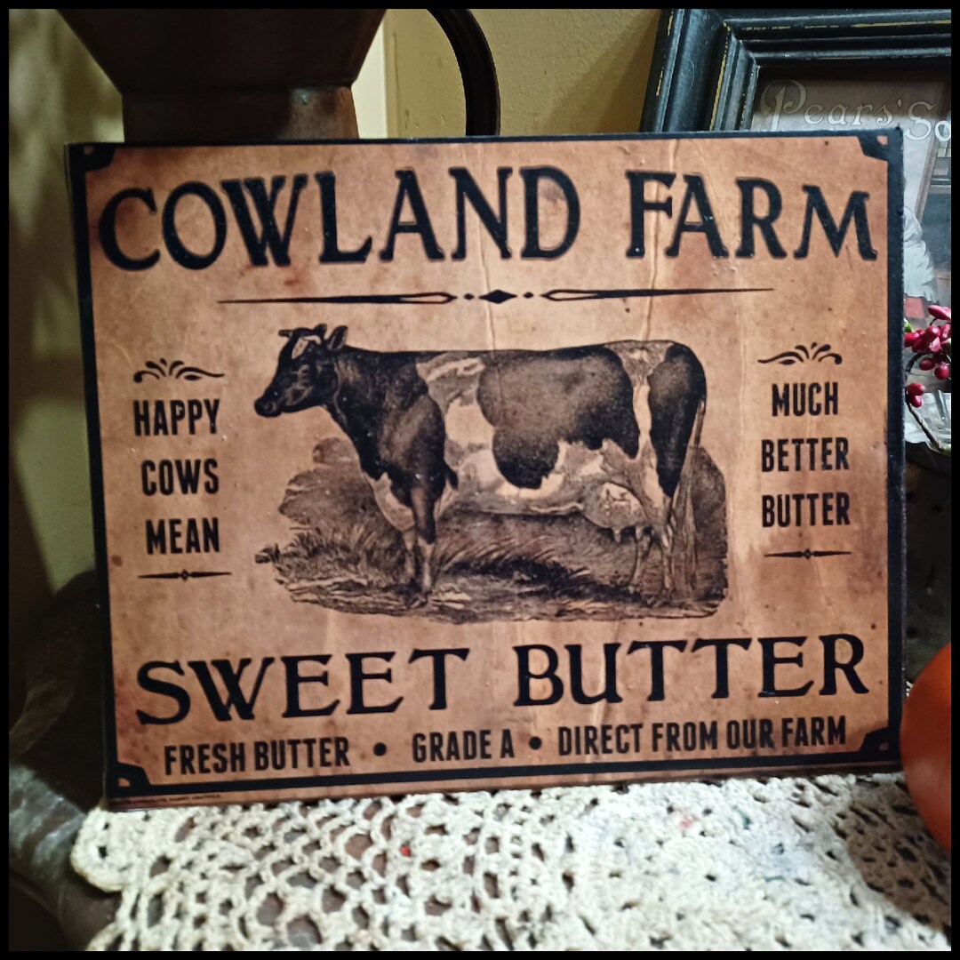 Primitive Vintage Farmhouse Distressed Dairy Cow Dairy Farm ...
