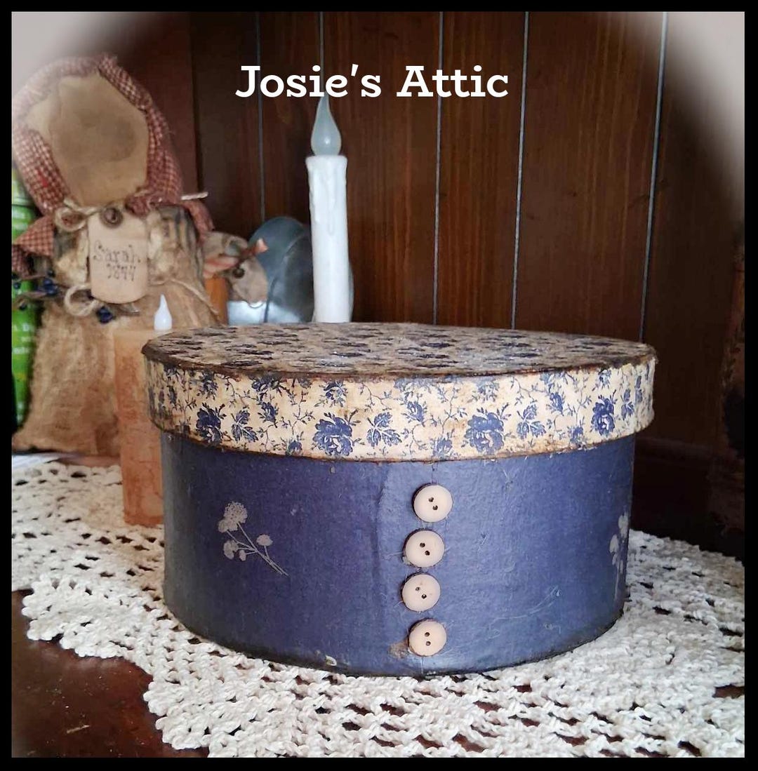 Handmade Primitive Colonial Pantry Hand Distressed Canister Box Navy ...