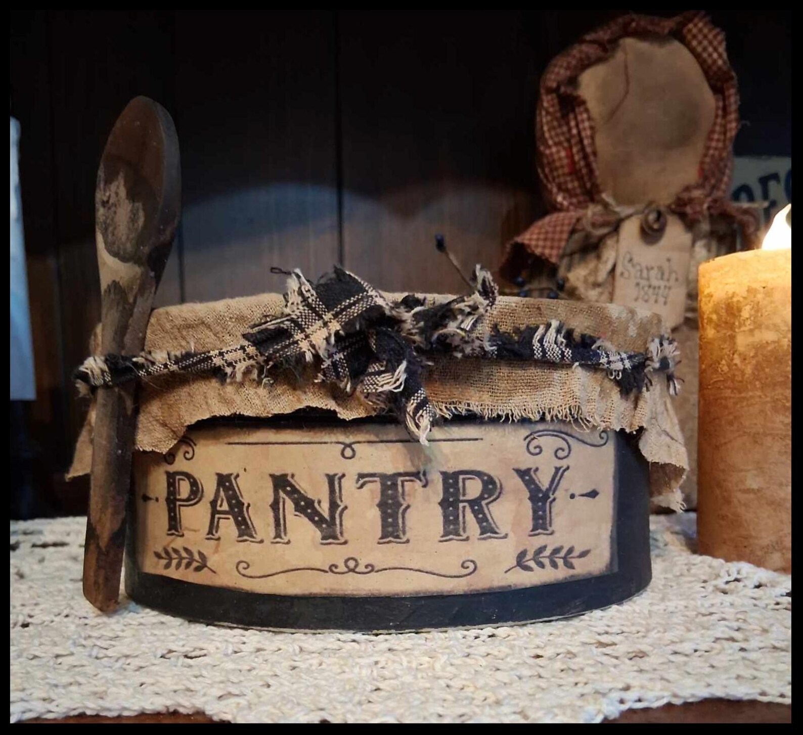 Handmade Primitive Country Pantry Hand Distressed Primitive Canister ...