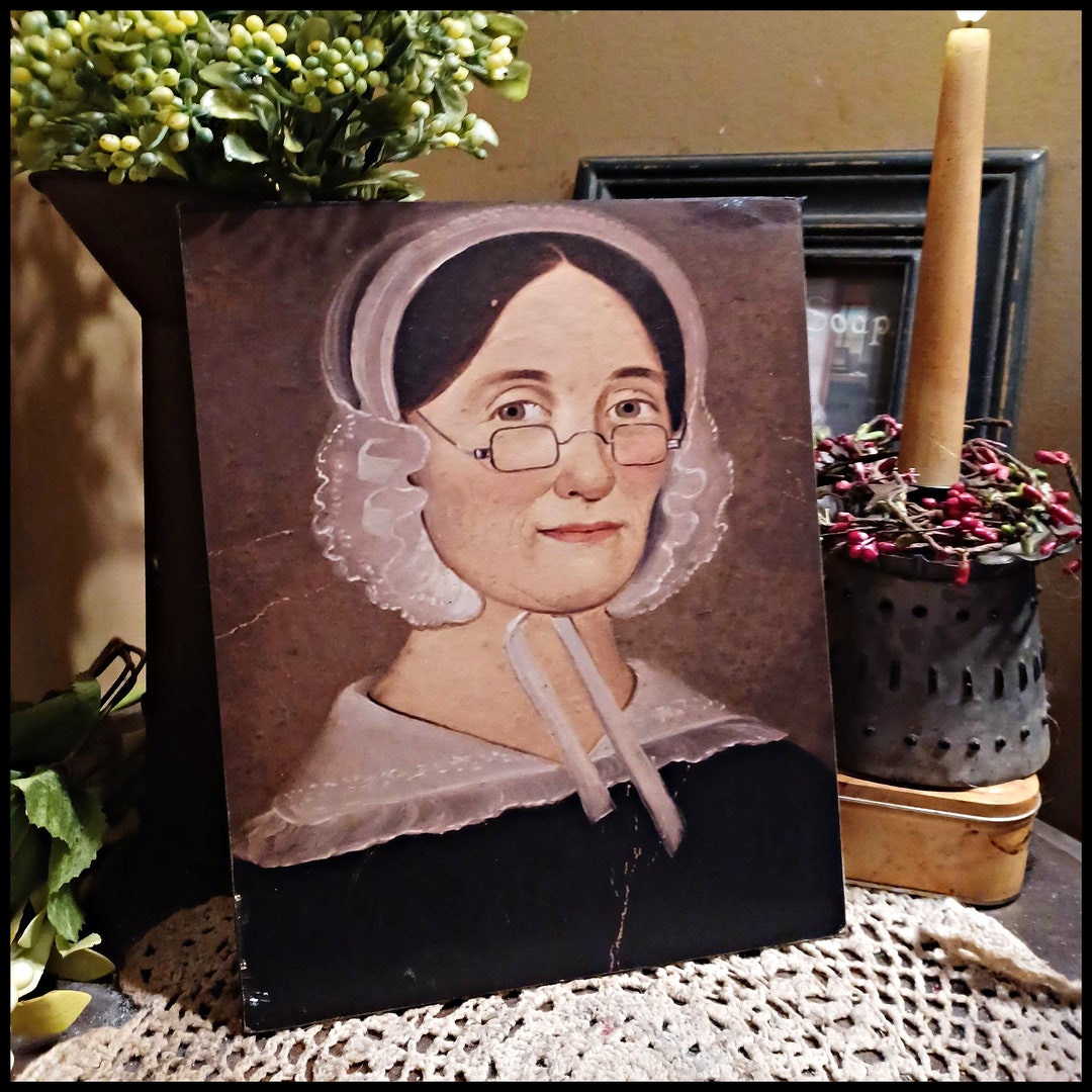 Colonial Vintage Primitive Print Portrait Puritan Woman Portrait ...