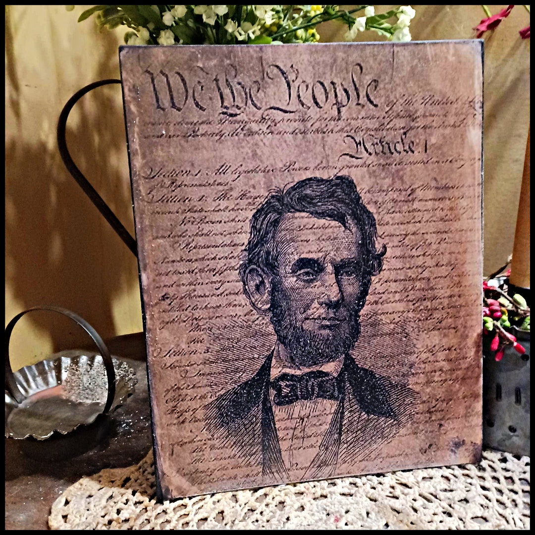 Colonial Vintage Primitive Distressed ABRAHAM LINCOLN United States ...