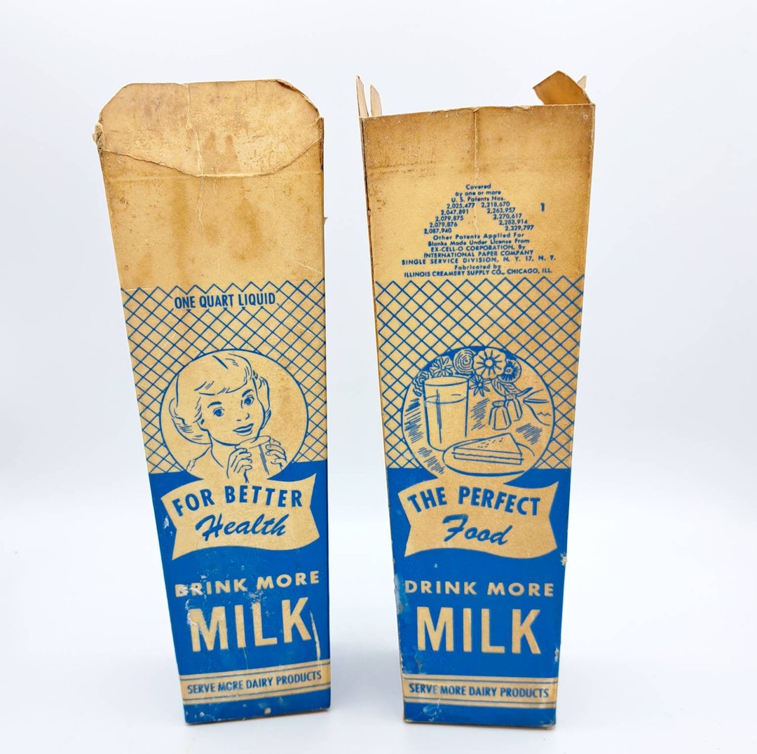 Vintage Milk Cartons, Pair of Waxed Coated Collectible Dairy ...