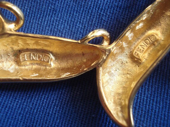 Fendi Gold Tone Brooch - Gem