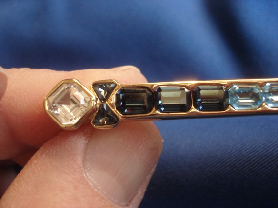 Christian Dior Blue Dagger Bar Brooch - Gem
