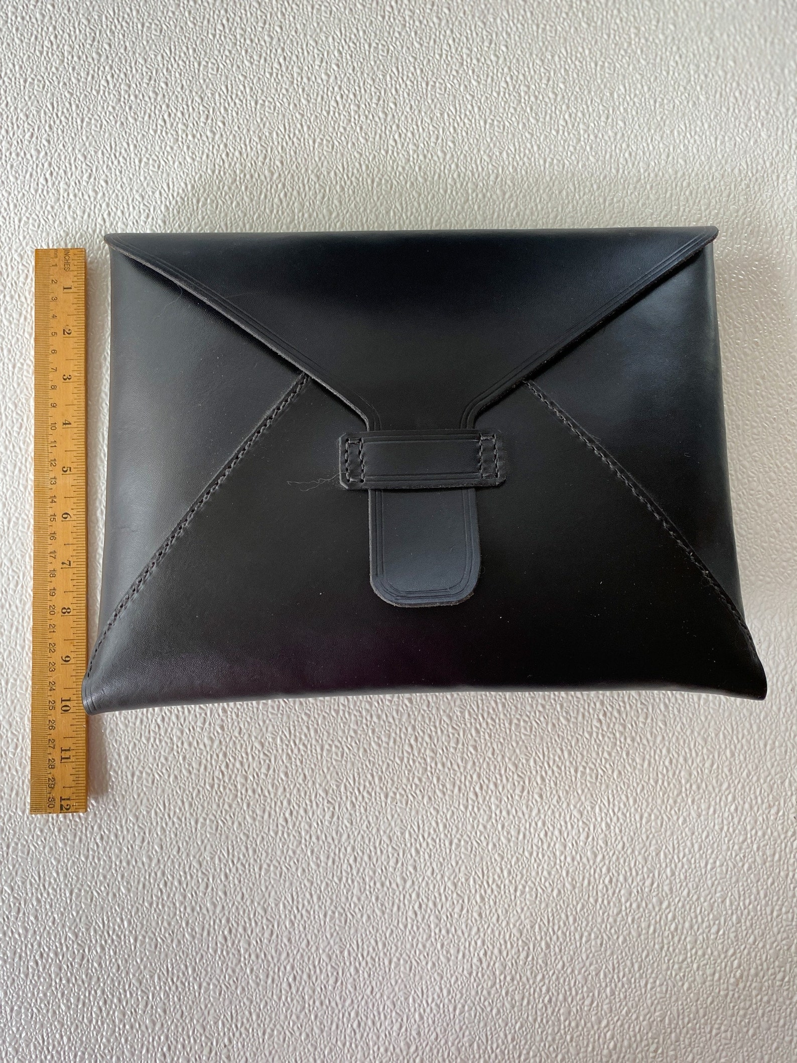 Leather Envelope Briefcase, Hand Stitched Leather Briefcase, Tongue and ...