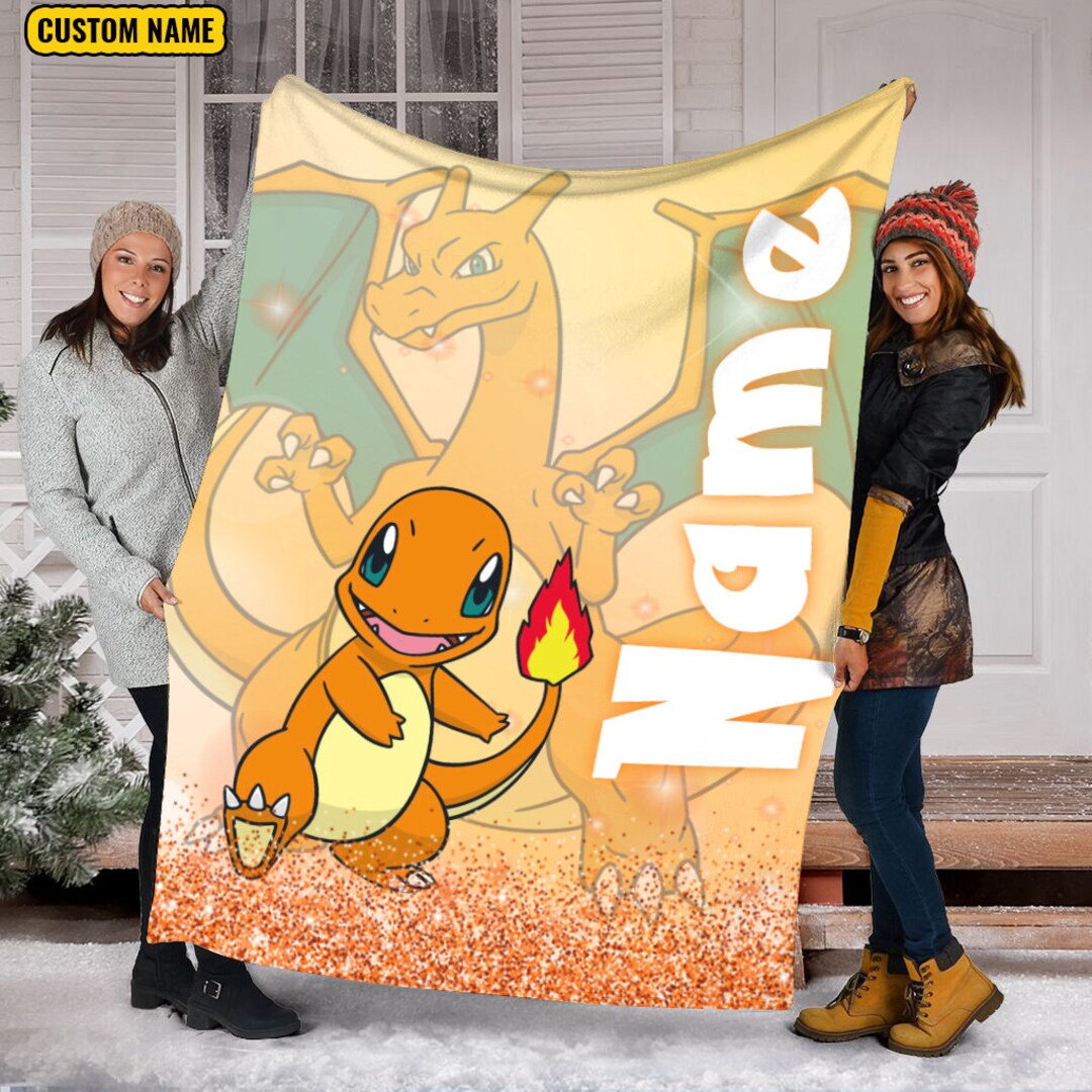 Personalized Name Charmander Evolution Blanket, Charizard Blanket, PKM ...