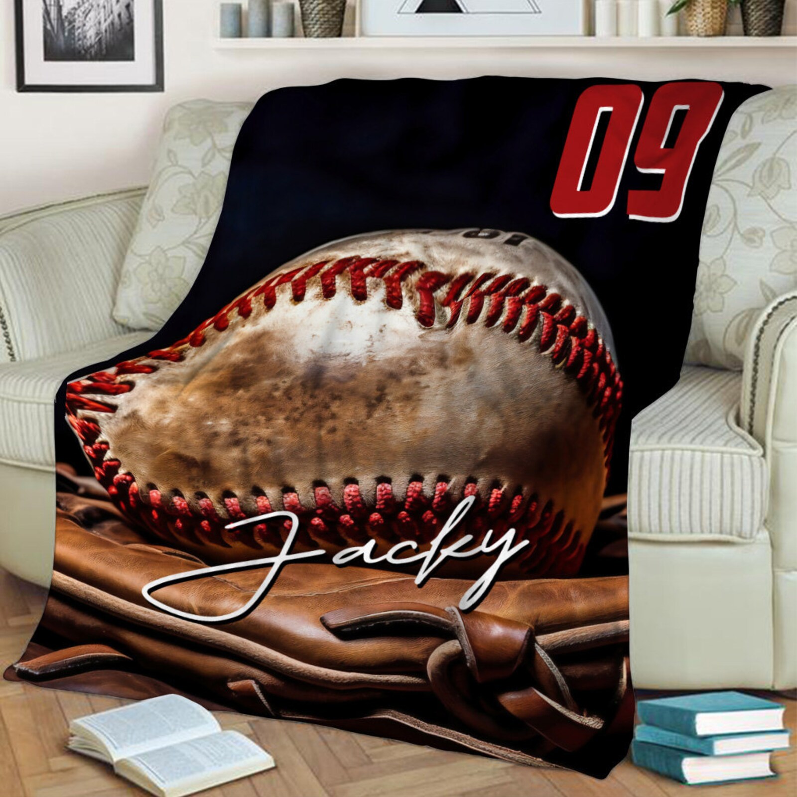 Personalized Baseball Blanket, Custom Name & Number Baseball Blanket ...