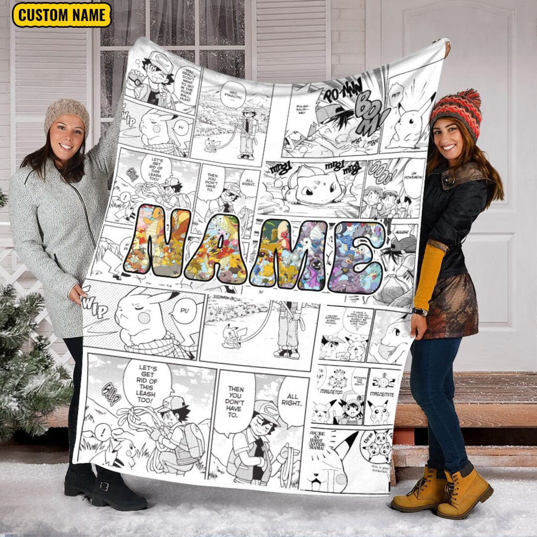 Personalized Name PKM Comic Blanket, Anime Cartoon Blanket, Cartoon ...