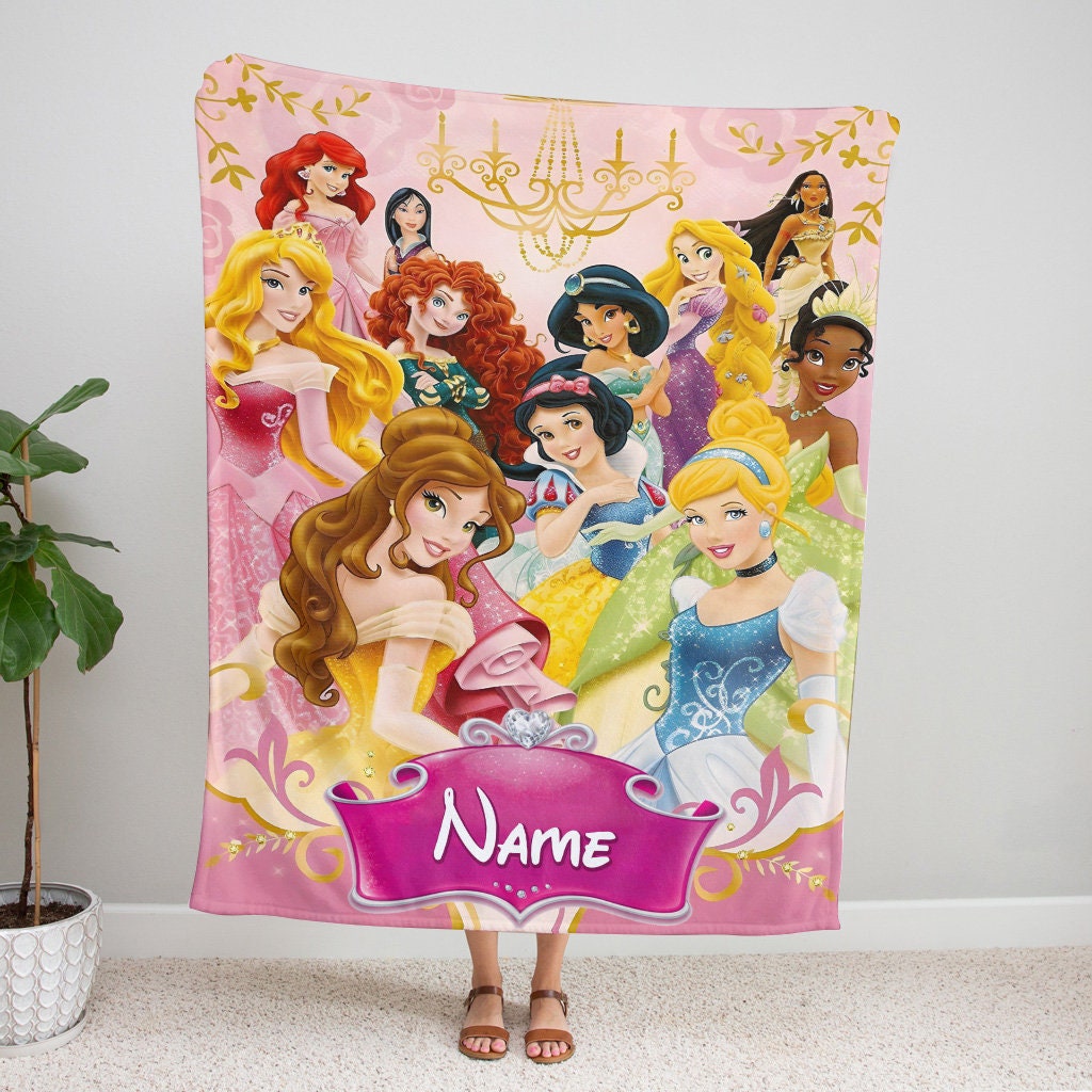 Personalized Name Disney Princess Blanket, Magic Kingdom Blanket ...