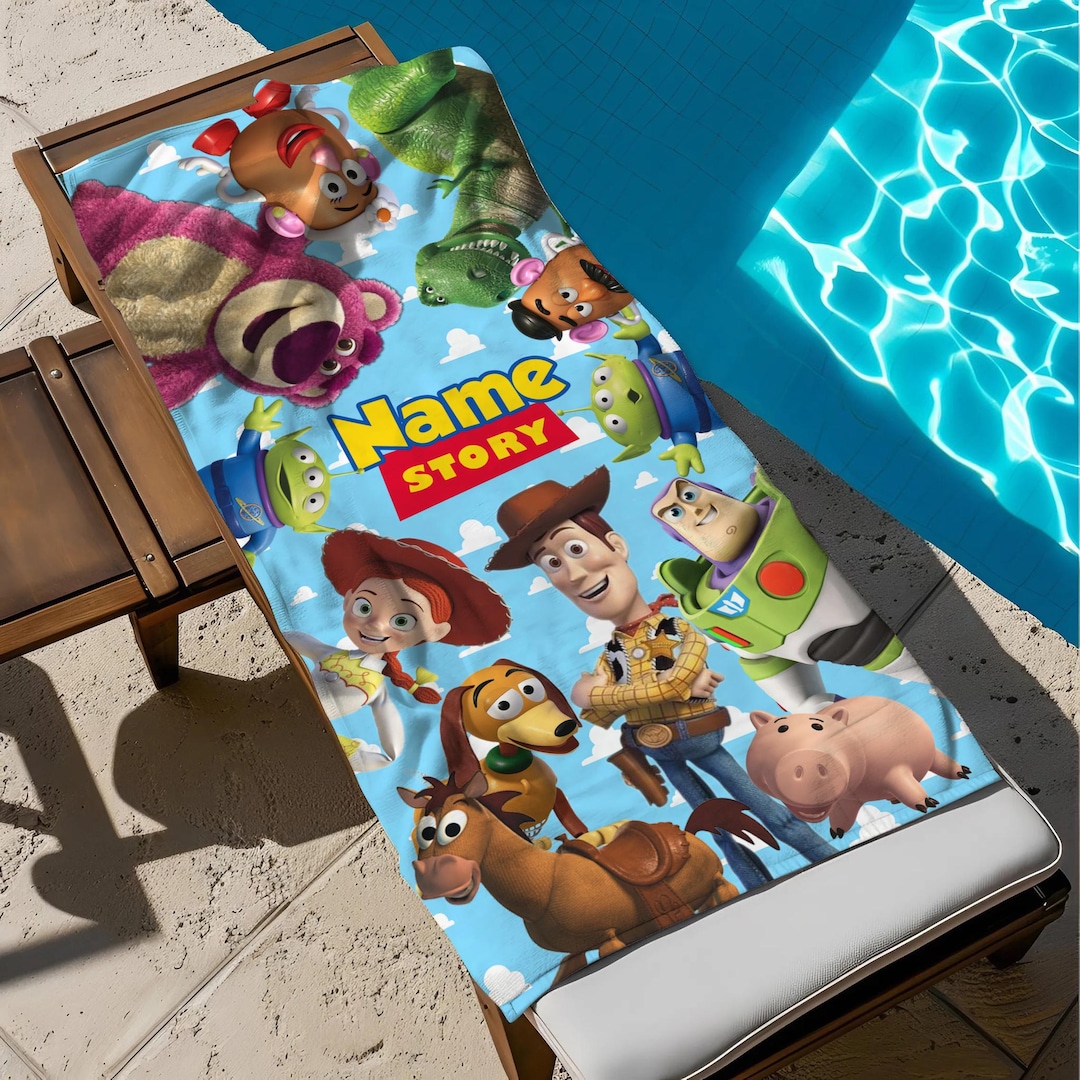 Personalized Name Toy Story Characters Beach Towel, Bath Towel, Pool ...