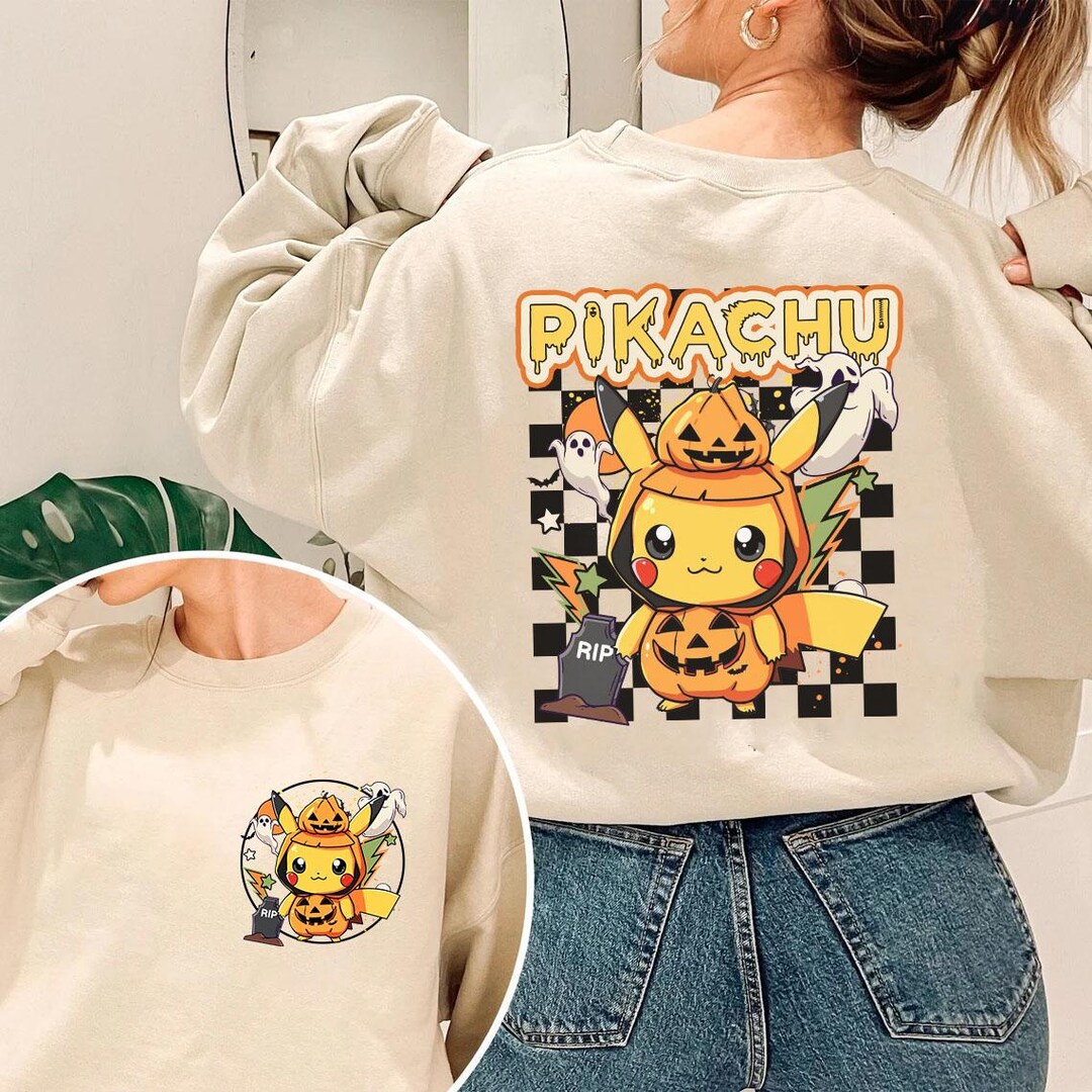 Vintage Halloween Pikachu Png, Pikachu Pumpkin Png, Retro Halloween Png ...