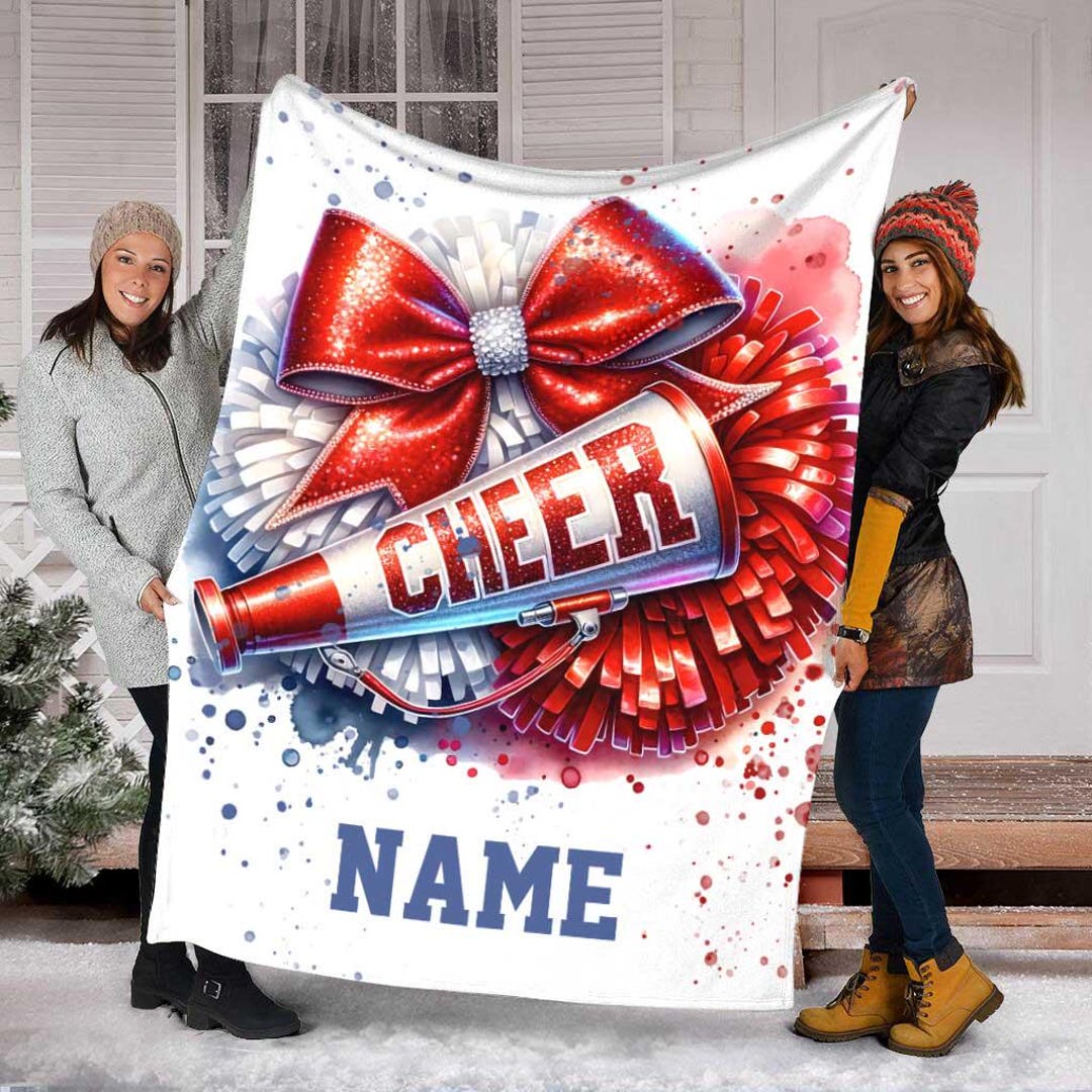 Custom Name Cheerleader Blanket, Coquette Bow Cheer Blanket ...