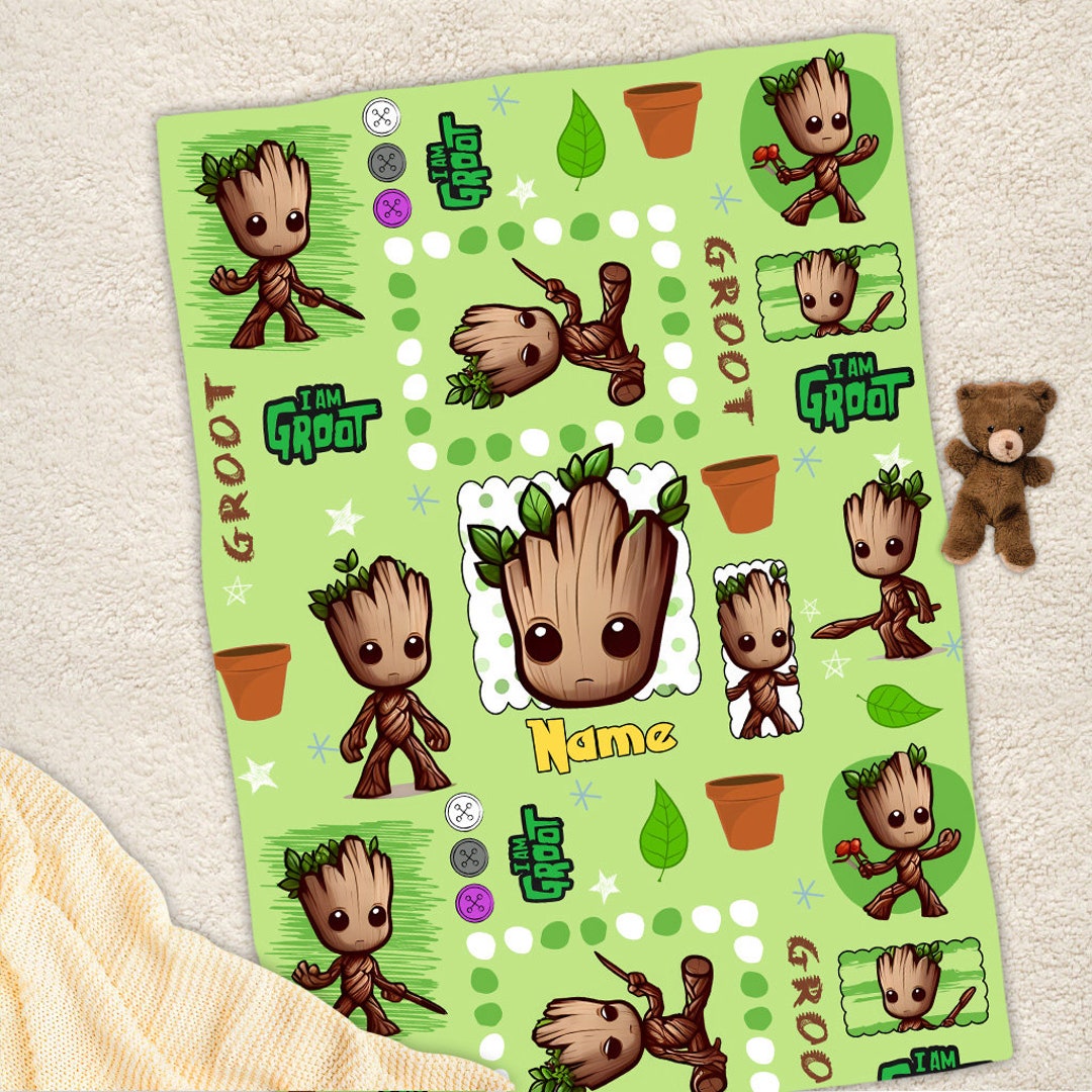 Customized Name Baby Groot Blanket, Guardians of the Galaxy Blanket ...