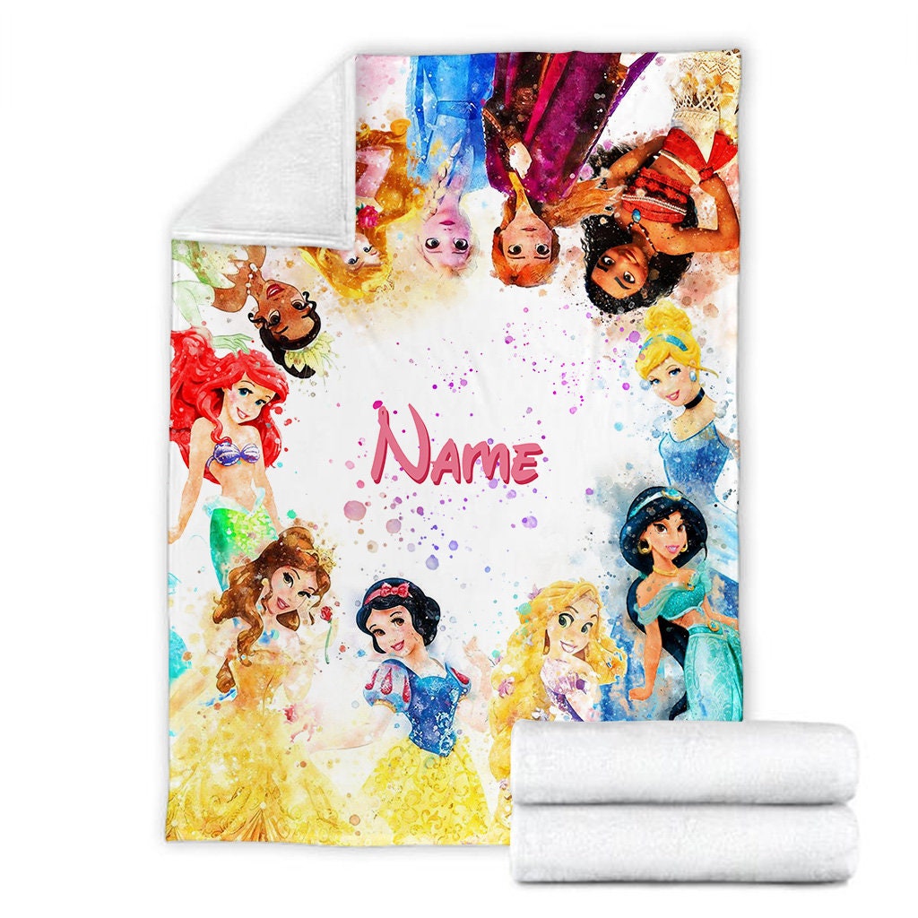 Personalized Name Disney Princess Blanket, Princess Fleece Mink Sherpa ...