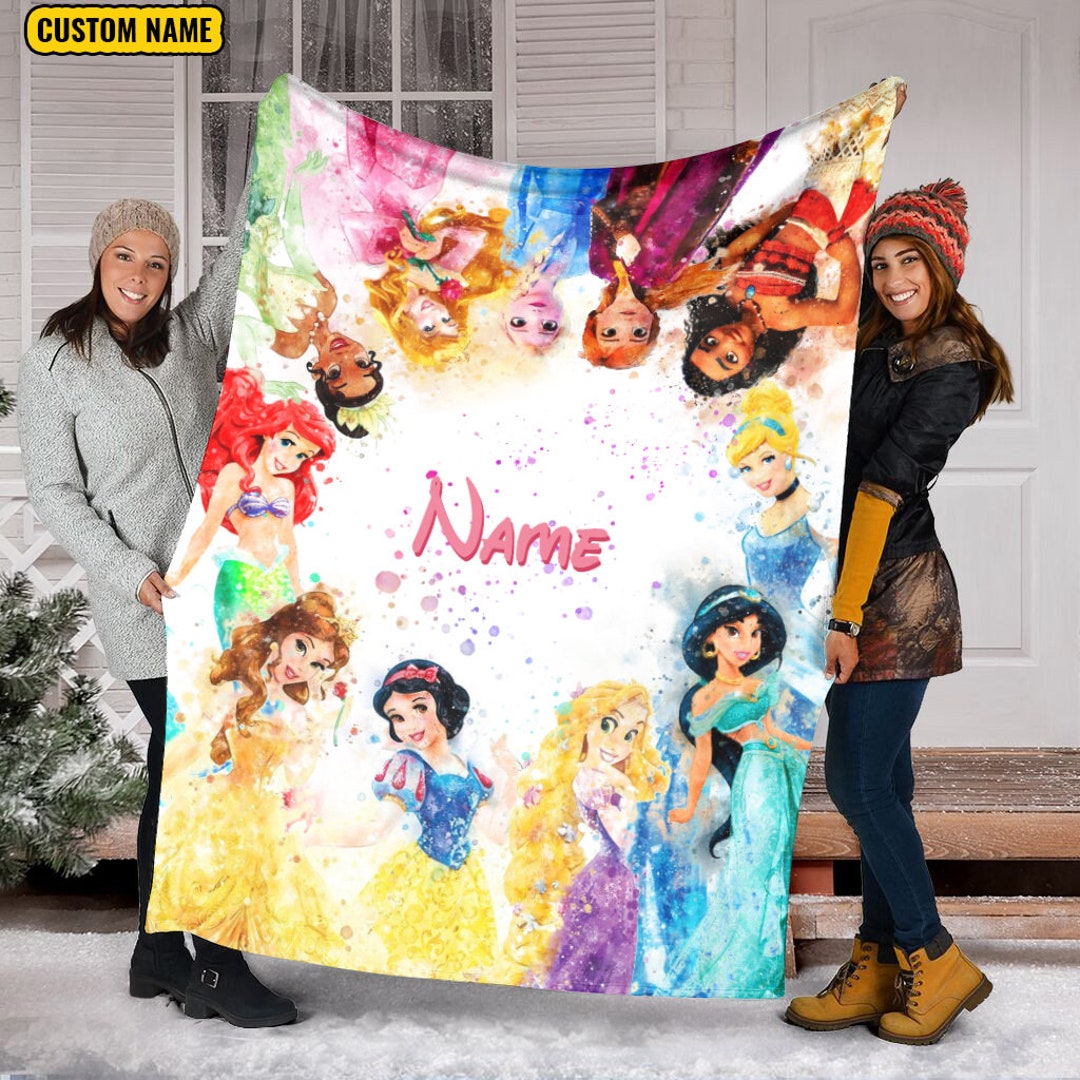 Personalized Name Disney Princess Blanket, Princess Fleece Mink Sherpa ...