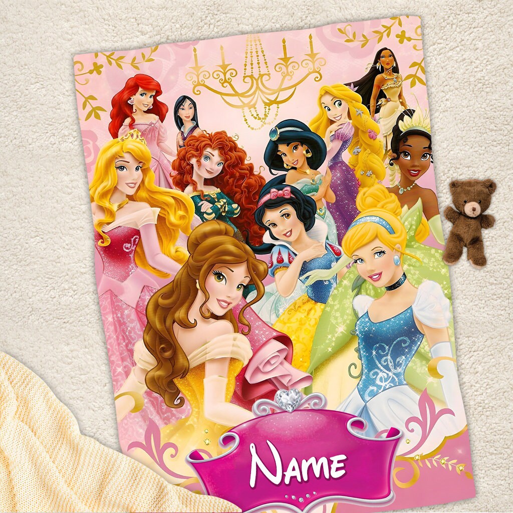 Personalized Name Disney Princess Blanket, Magic Kingdom Blanket ...